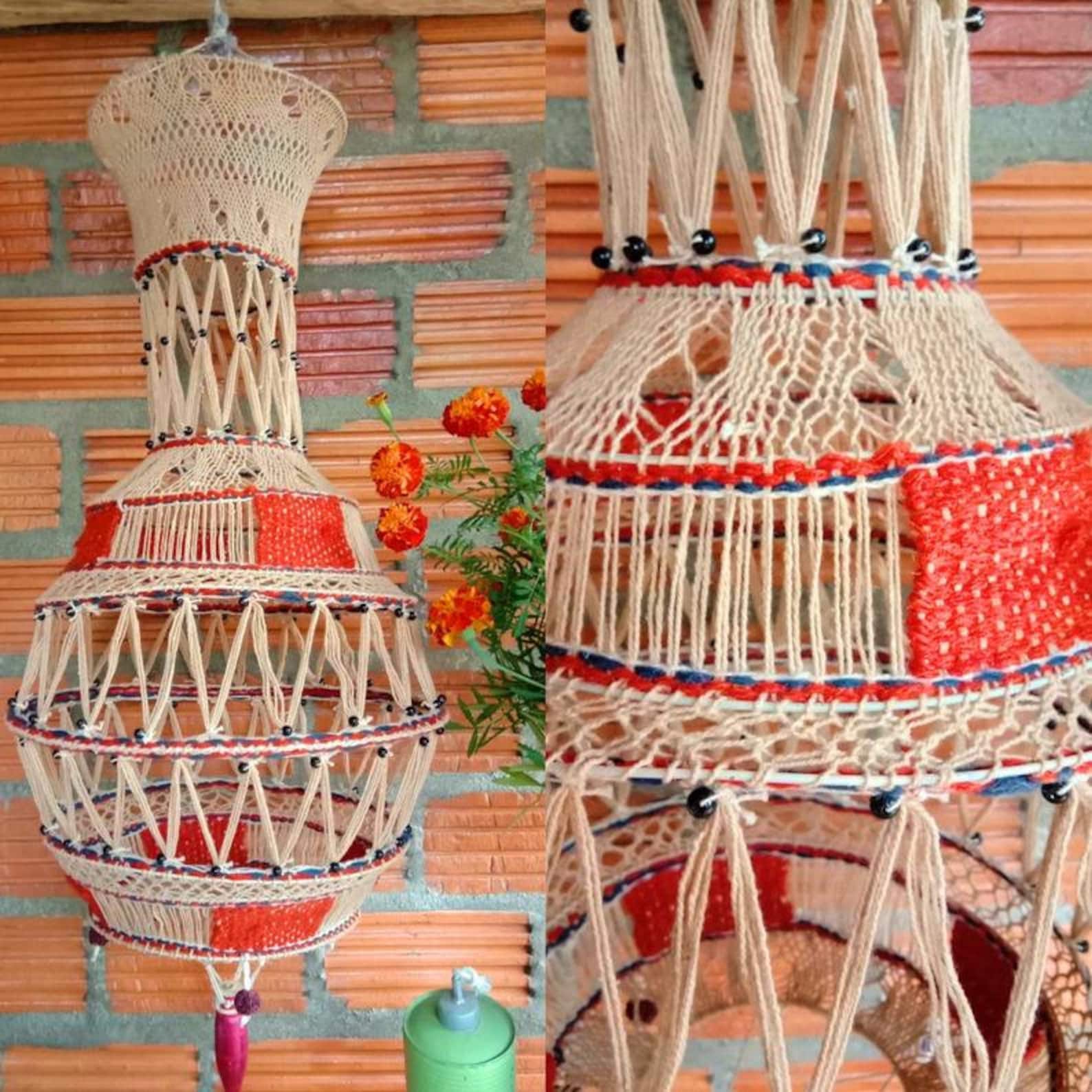 Macrame Lamp/ Macrame Hanging Lamp/boho Lamp/garden Hanging - Etsy