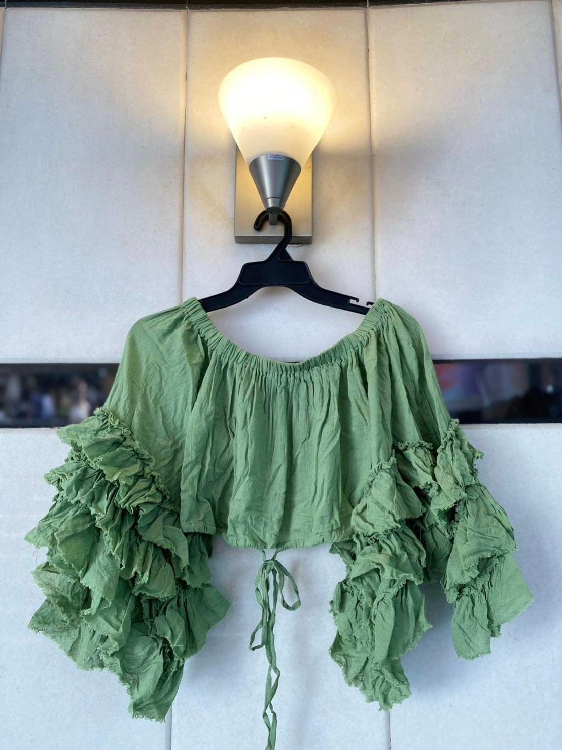 Handmade Cotton Crop Top/angle Sleeves Crop Top,gypsy Ruffled Sleeves ...