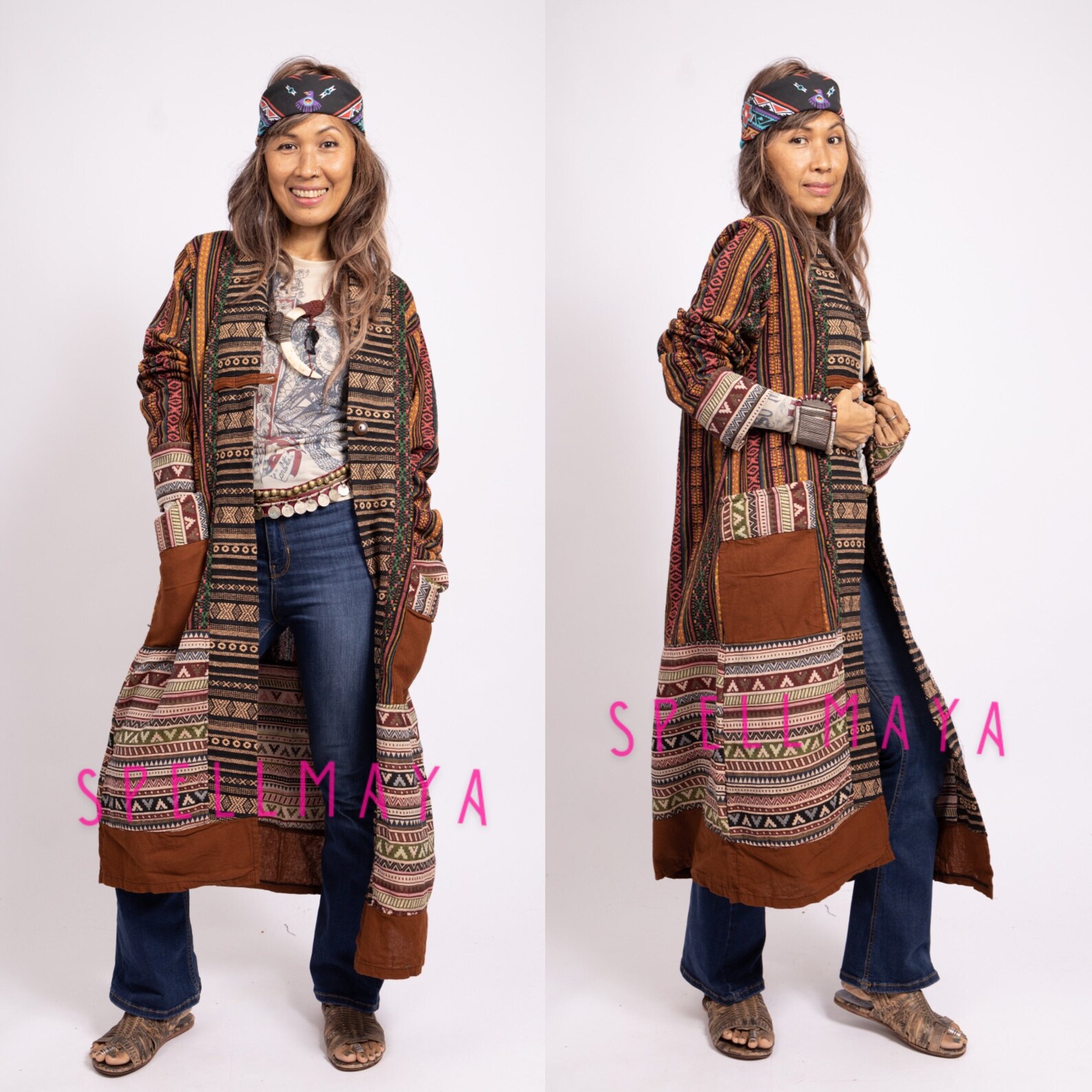 Hippy Patchwork Long Jacketboho Patchwork Woven Jackettribal | Etsy