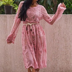 Bohemian Sheer Lace Dress/boho Long Sleeve Lace Dress/romantic | Etsy