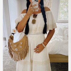 Bohemian Wedding Dress ,off the Shoulder White Dress, Raw Cotton Long ...