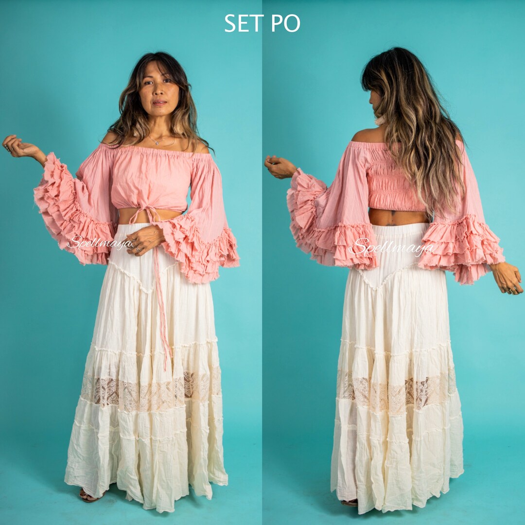 Handmade Cotton Crop Top/angle Sleeves Crop Topgypsy Ruffled - Etsy