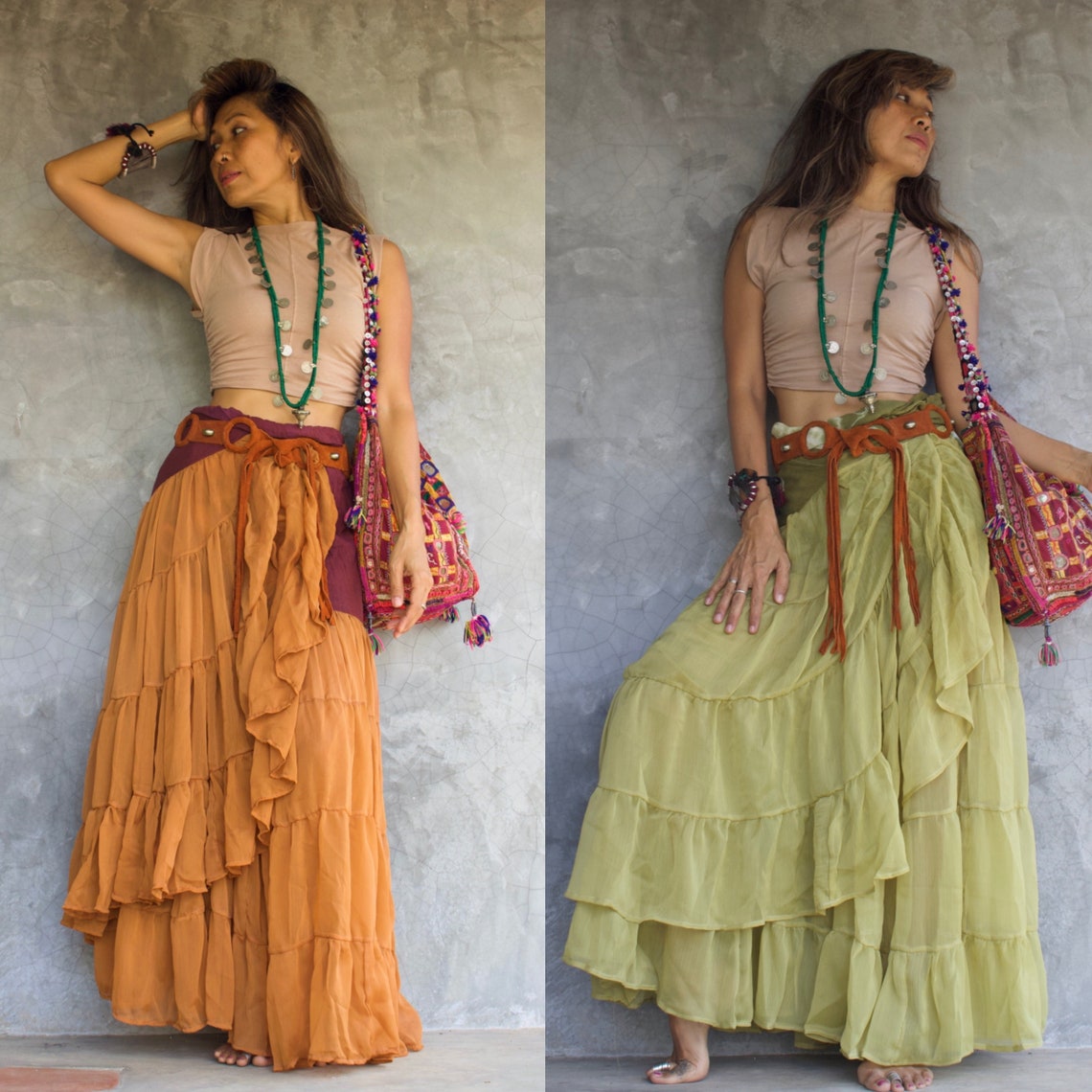 Handmade Wrap Maxi Skirt/bohemian Chiffon Wrap Skirt/boho Tie - Etsy