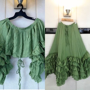 Handmade Cotton Crop Top/angle Sleeves Crop Top,gypsy Ruffled Sleeves ...