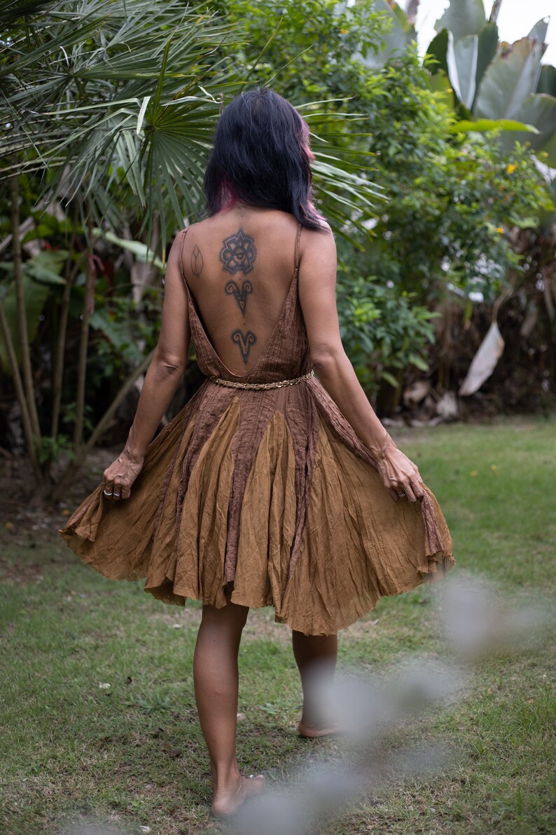 Beautiful Sundress in Golden brown/Bohemian Mini Dress/Beach | Etsy