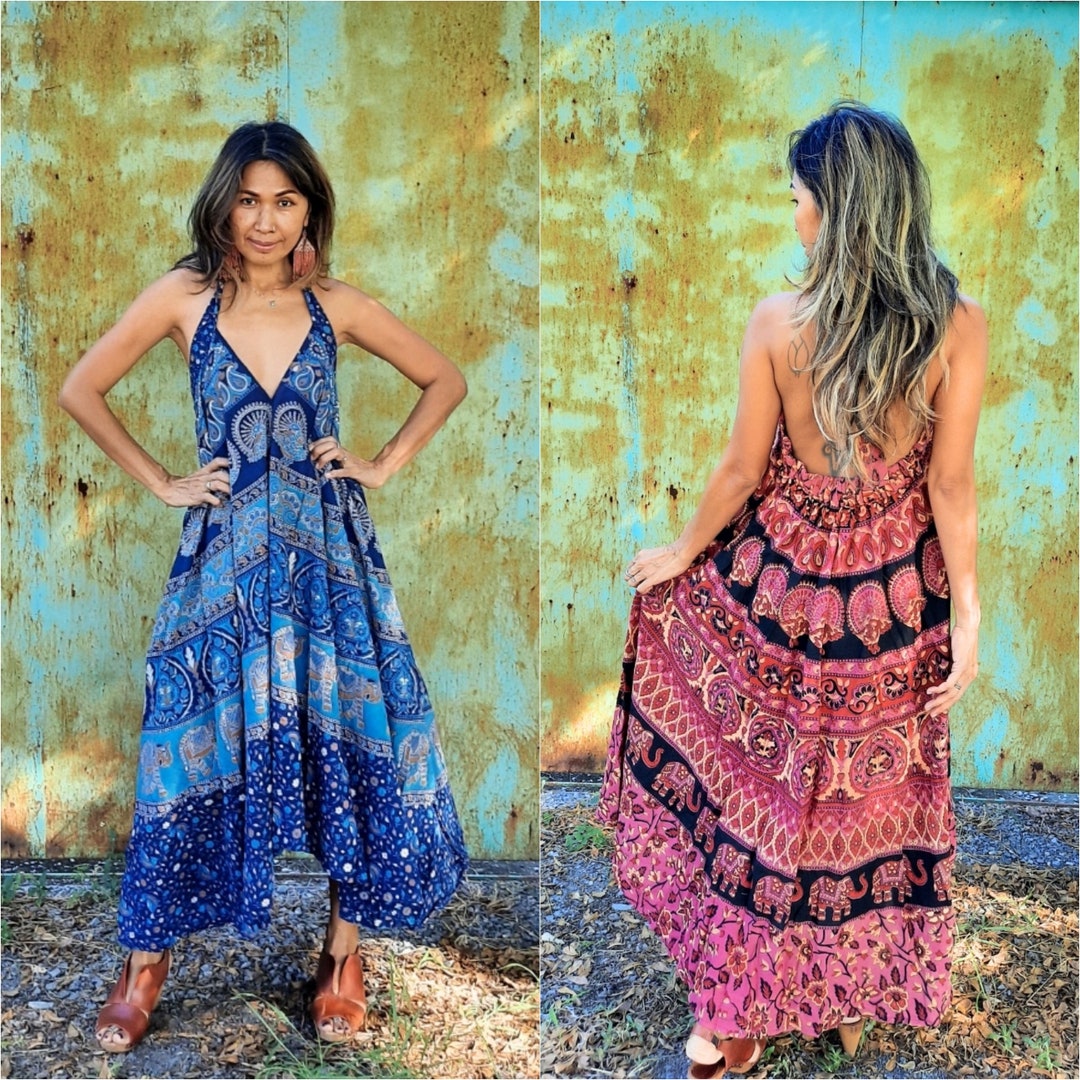 Handmade Indian Block Printed Dress 3 Colors/bohemian High Low Indian ...