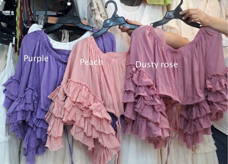 Handmade Cotton Crop Top/angle Sleeves Crop Topgypsy Ruffled - Etsy
