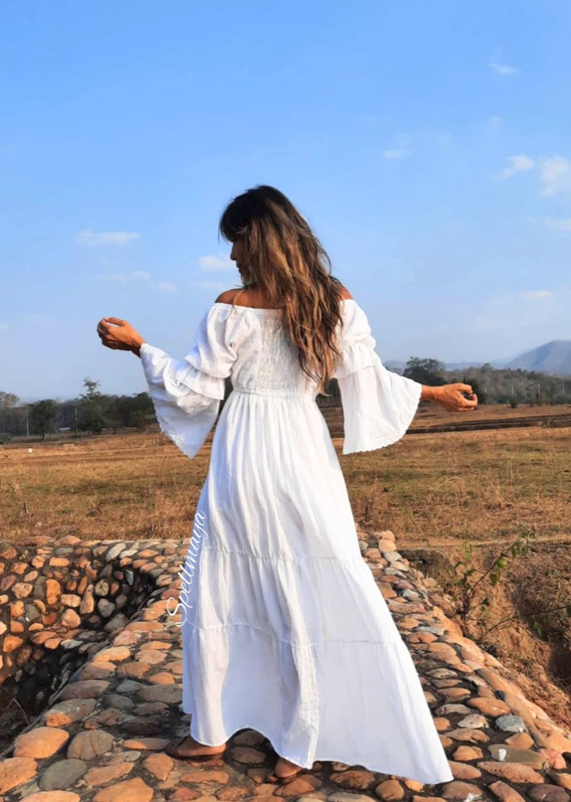 Handmade Smocked Boho Off shoulder Dress/Beach maxi | Etsy