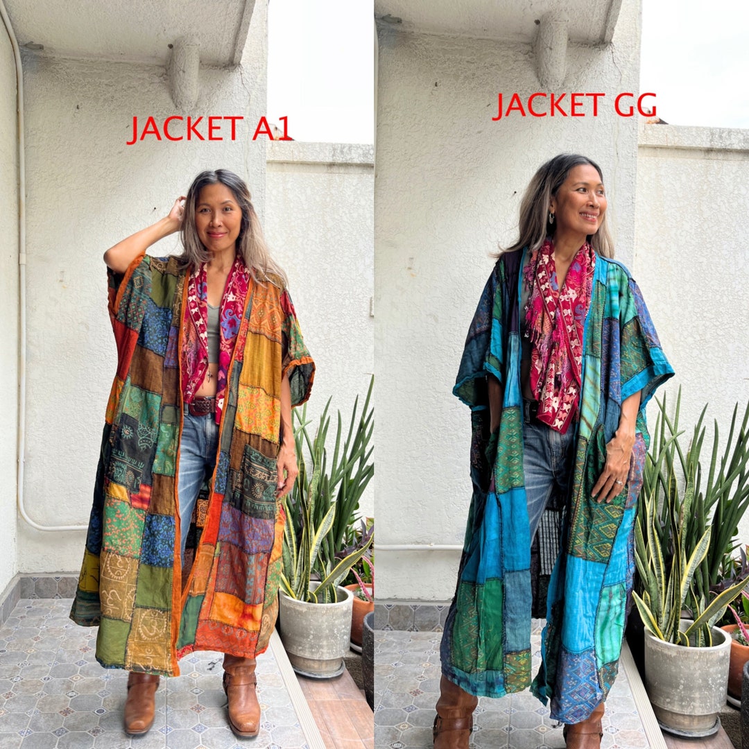 Handmade Patchwork Kimono Duster,patchwork Cardigan,patchwork Plus Size ...