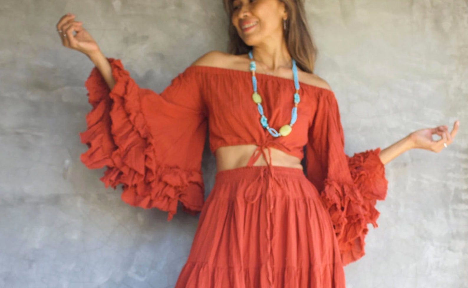 Handmade Cotton Crop Top/angle Sleeves Crop Top,gypsy Ruffled Sleeves ...