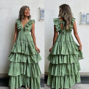 Boho Ruffle Wedding Dress,white Wedding Dress,boho Layer Maxi Dress ...