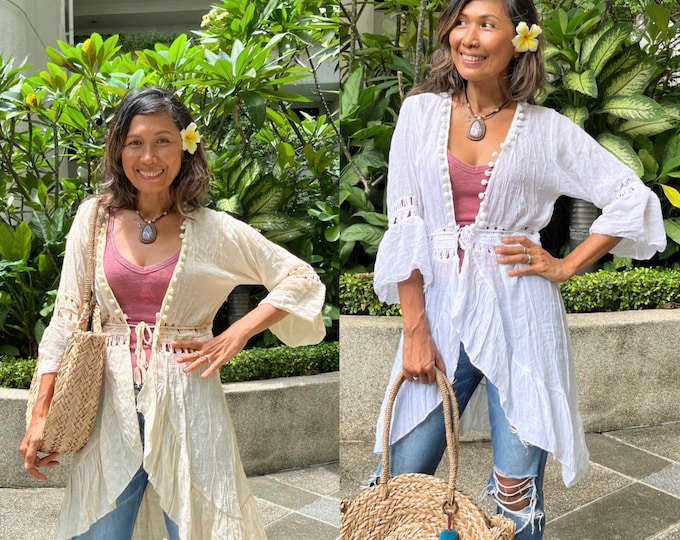 Boho High Low Duster,beige Duster,white Duster,boho Cardigan,festival ...