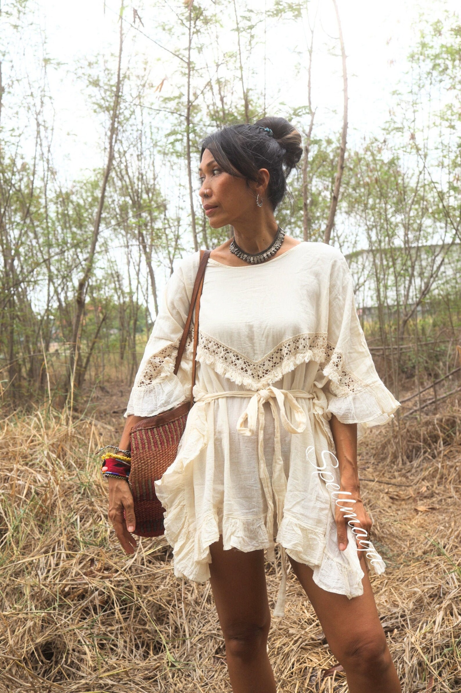 Handmade Boho Loose Blouse/Summer Cotton Fringe Tunic/Raffle | Etsy