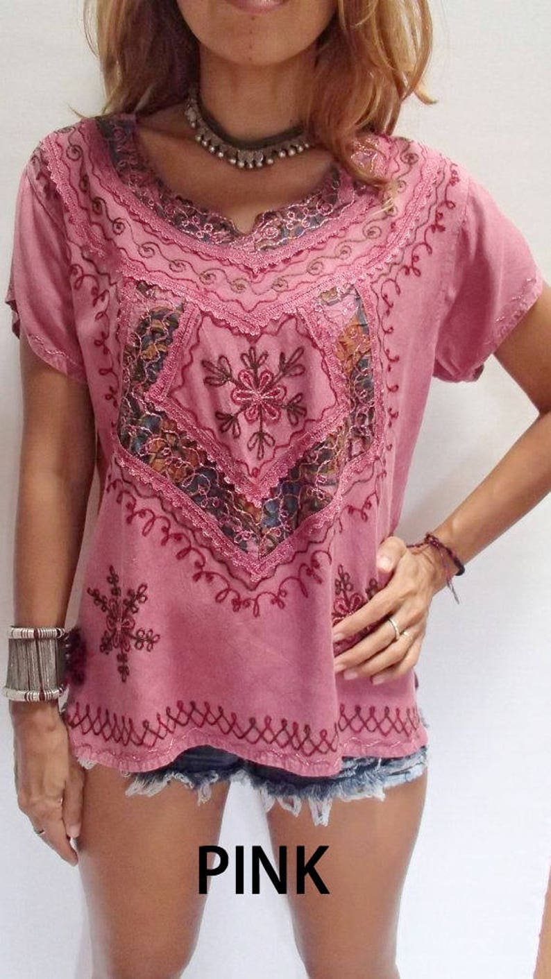Boho Crystal Top From India. With Custom Silk Embroidery on | Etsy