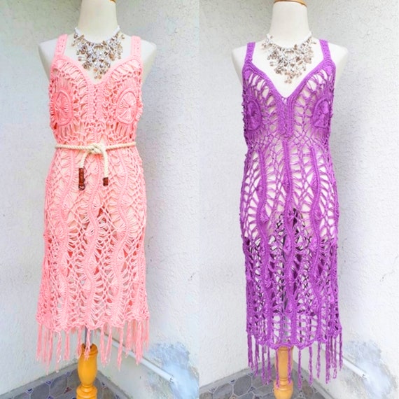 Boho Macrame Dress/bohemian Crochet Dress/festival Fringe | Etsy