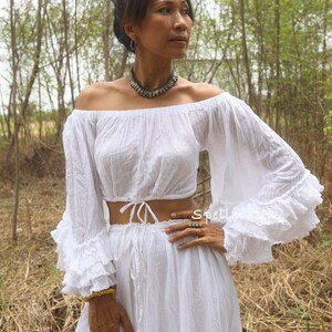 Handmade Cotton Crop Top/angle Sleeves Crop Topgypsy Ruffled - Etsy