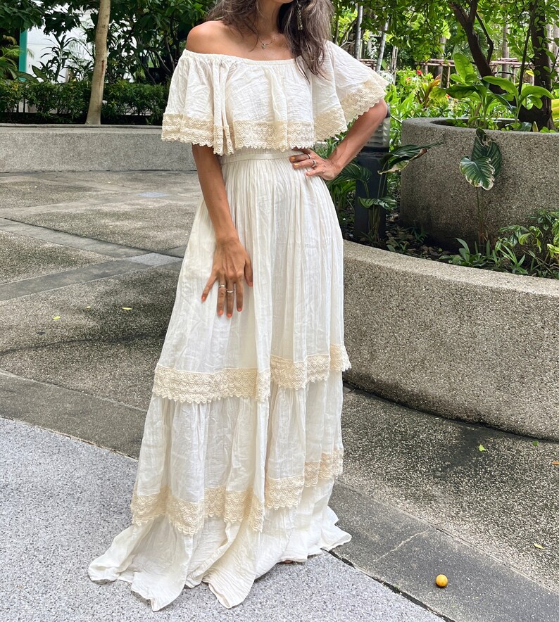 Bohemian Wedding Dress off the Shoulder White Dress Raw - Etsy