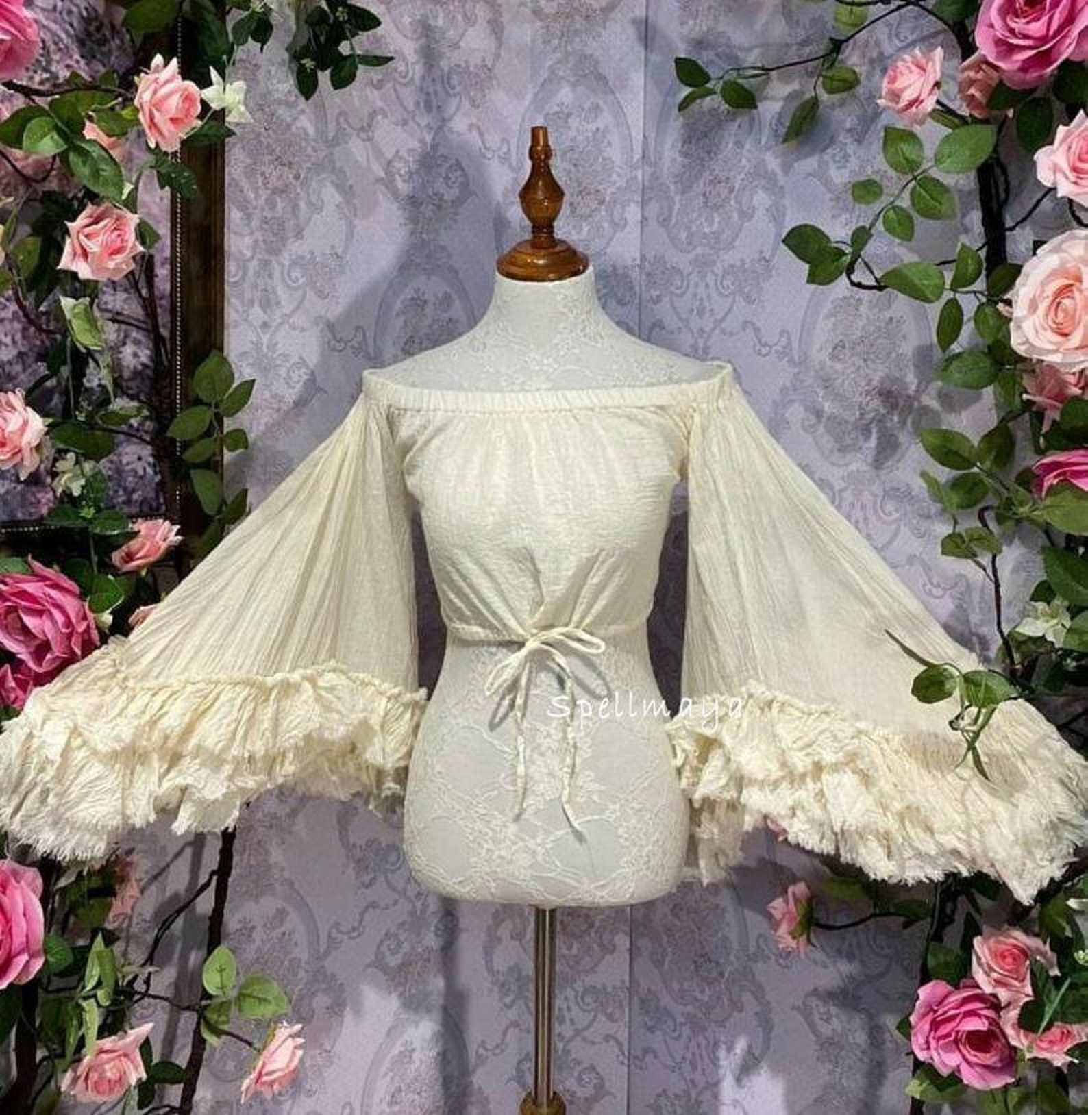 Handmade Cotton Crop Top/angle Sleeves Crop Top,gypsy Ruffled Sleeves ...
