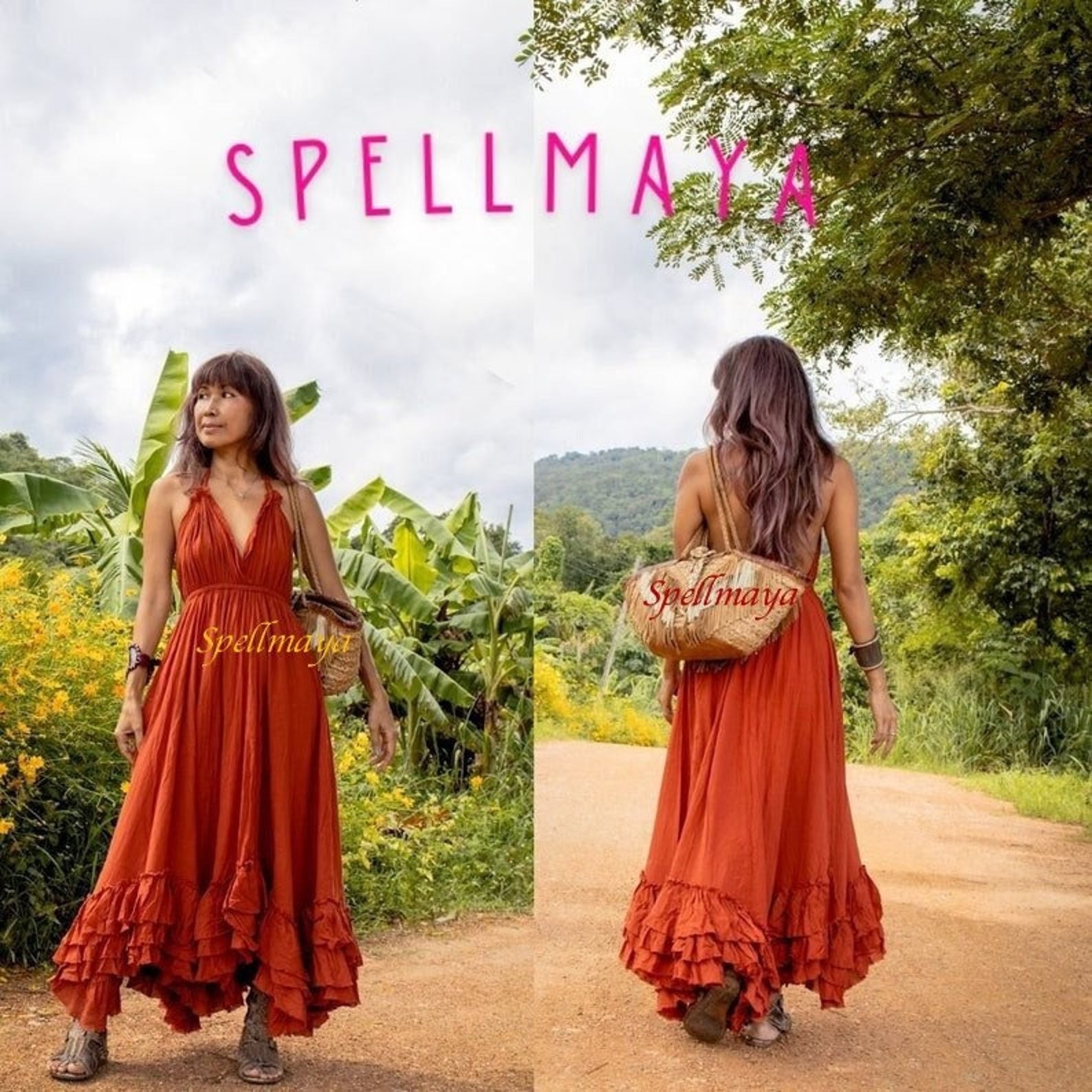 Boho Wedding Dressboho Ruffled Halter Dressbeach Red Wine - Etsy