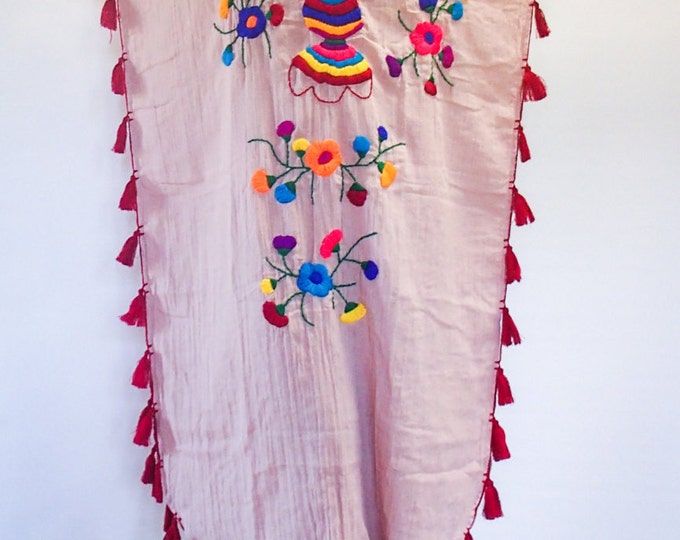 Salmon Colored Hand Embroidered Woman's Festival Long Kaftan/ Poncho ...