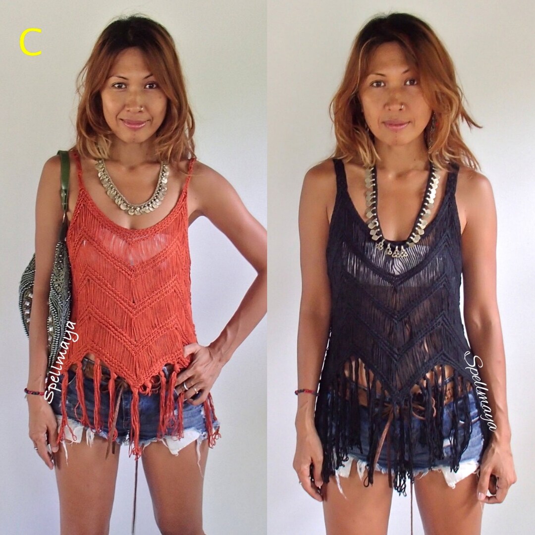 Bohemian Crochet Fringe Tank Top 10 Colors,boho Fringe Top,summer ...