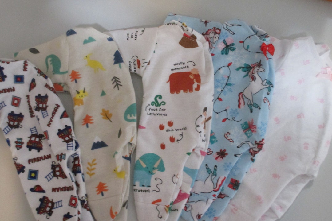 NEW Patterns Flannel Footed Sleeper (1) Made to Fit 12" Baby Dolls Like ...