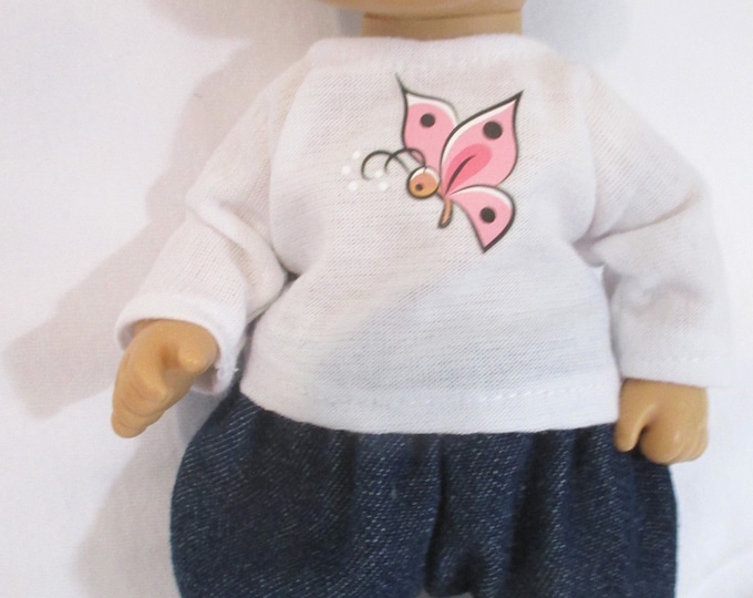 Jeans and Long-sleeved White "butterfly" Top Made to Fit 8" American ...