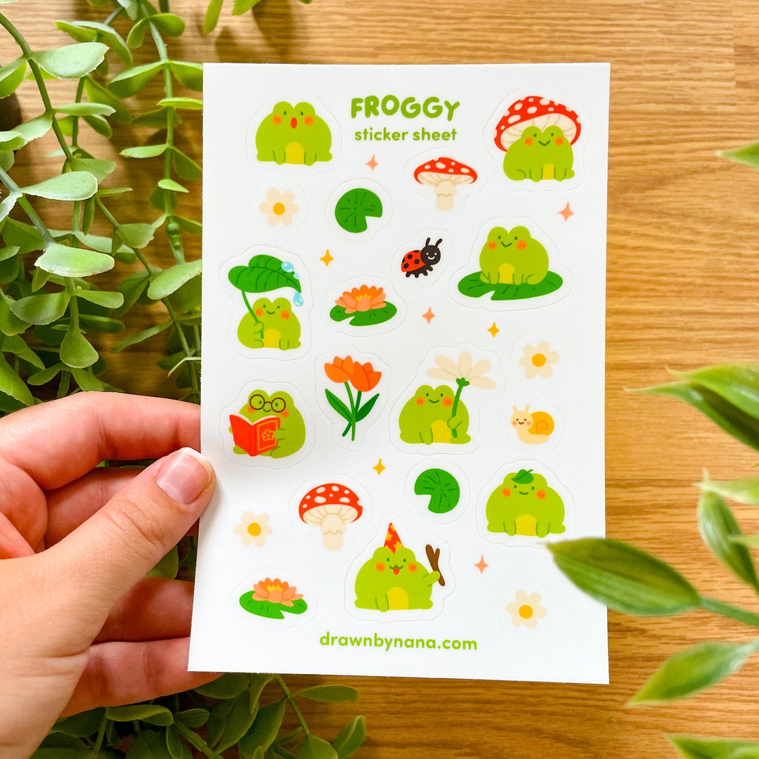 Froggy Sticker Sheet Cute Frog Stickers Frog Planner Stickers - Etsy