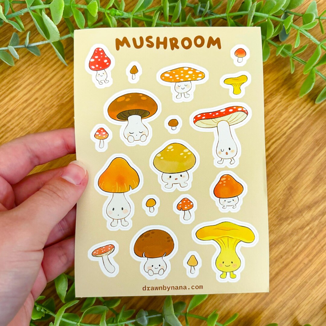 Mushroom Sticker Sheet | Cute Fungi, Nature Stickers, Fall Vinyl ...