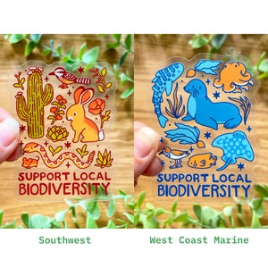 Support Local Biodiversity Clear Vinyl Stickers | Appalchia, Midwest ...