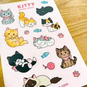 Kitty Sticker Sheet | Cute Cat Sticker Sheet | Kawaii Cat Planner ...