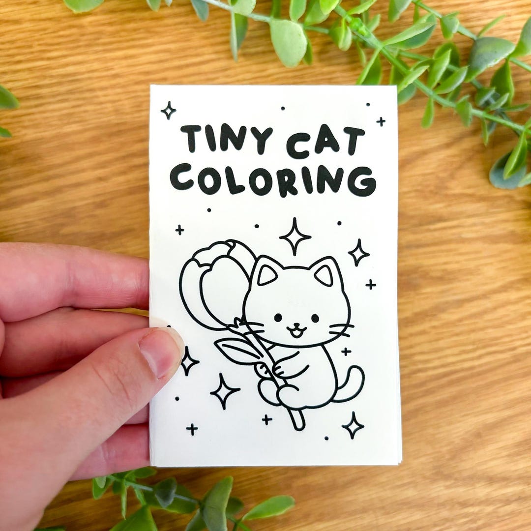 Tiny Cat Coloring Zine | Mini Coloring Book, Kitty Coloring - Etsy