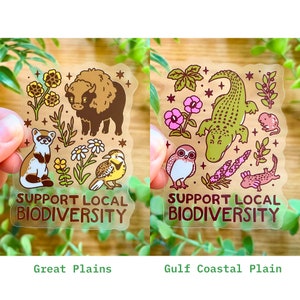 Support Local Biodiversity Clear Vinyl Stickers | Appalchia, Midwest ...