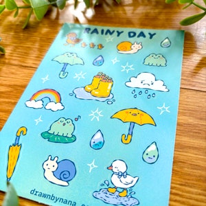 Rainy Day Sticker Sheet | Cute Frog Stickers | Spring Planner Stickers ...