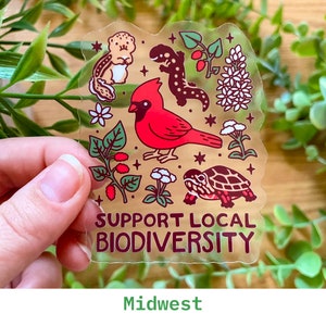 Support Local Biodiversity Clear Vinyl Stickers | Appalchia, Midwest ...
