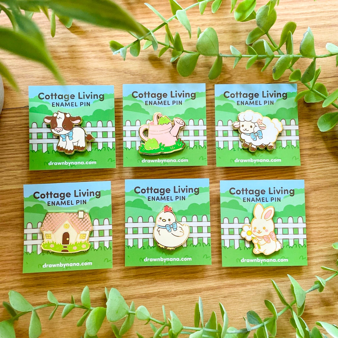 Cottagecore Enamel Pins Cute Farm Animal Pins Kawaii Cow, Frog, Chicken ...