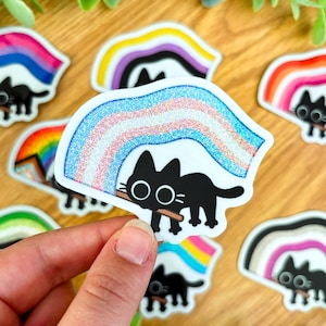 Pride Flag Black Cat Sticker | Gay Pride, Trans Pride, Bi Pride ...