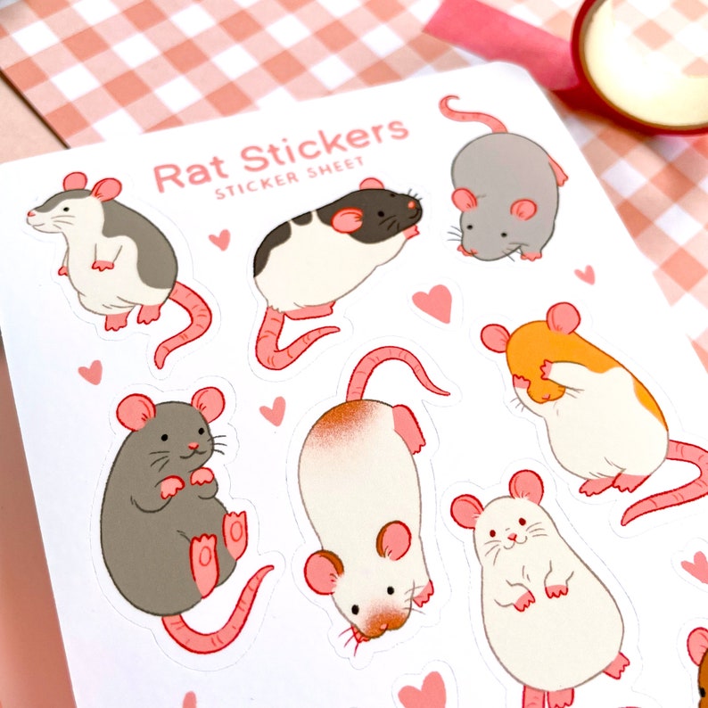 Cute Rat Stickers Rat Vinyl Sticker Sheet - Etsy