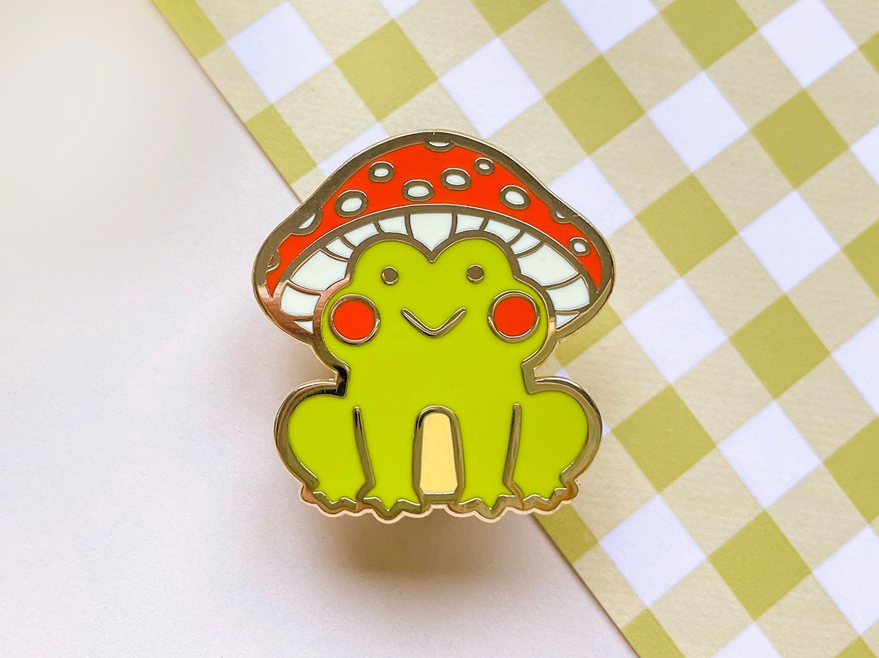 Mushroom Frog Hard Enamel Pin Cute Froggy Pin Kawaii Frog | Etsy