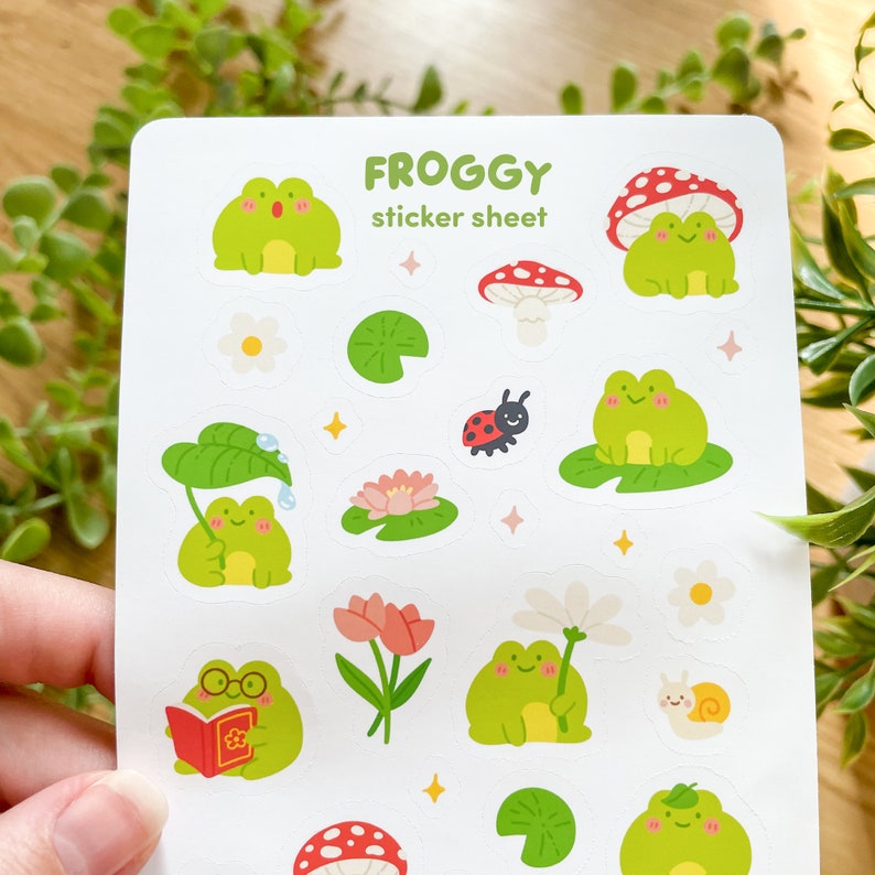 Froggy Sticker Sheet Cute Frog Stickers Frog Planner - Etsy