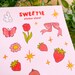 Sweetie Sticker Sheet Valentine's Day Sticker Sheet Strawberries, Cupid ...