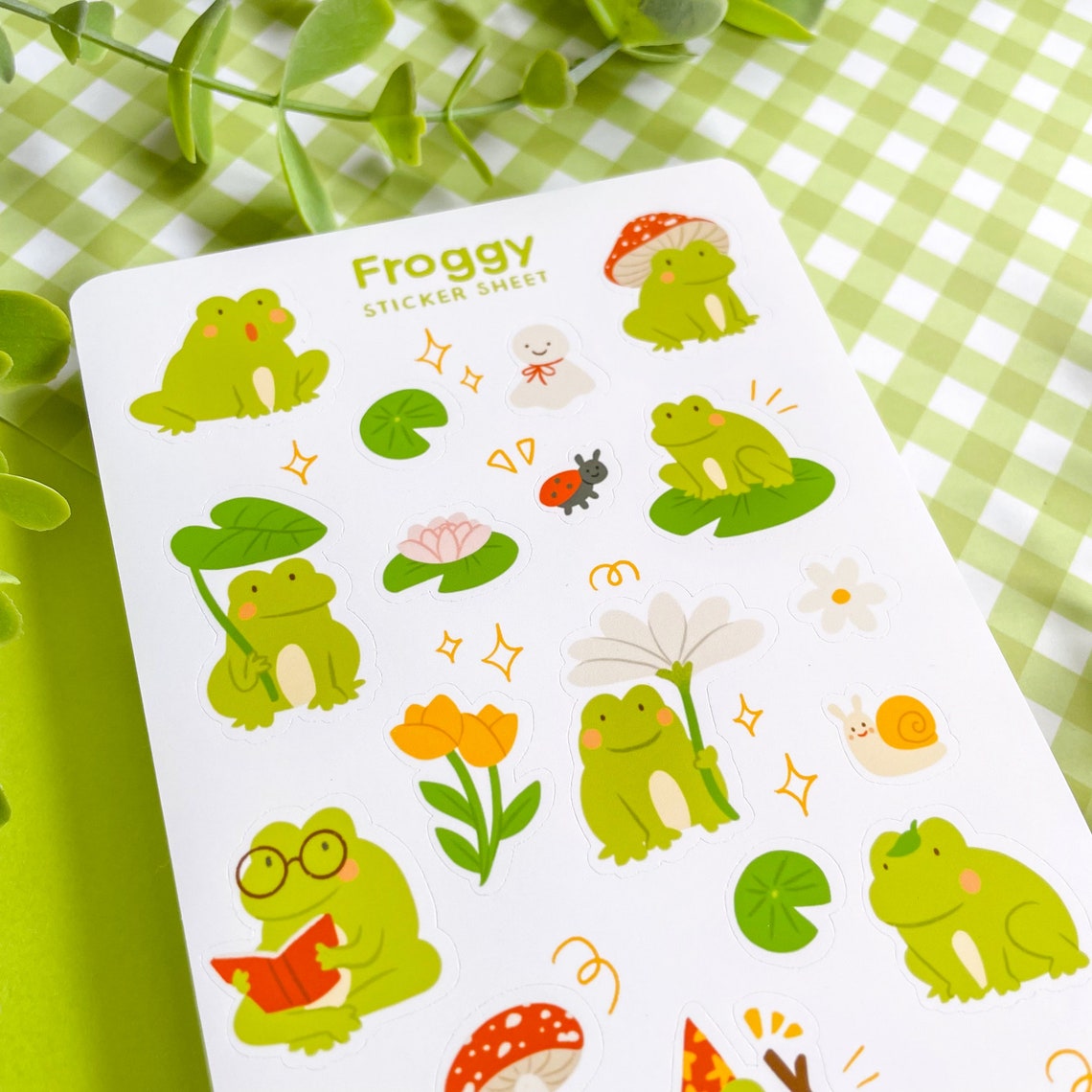 Froggy Sticker Sheet Cute Frog Stickers Frog Planner - Etsy
