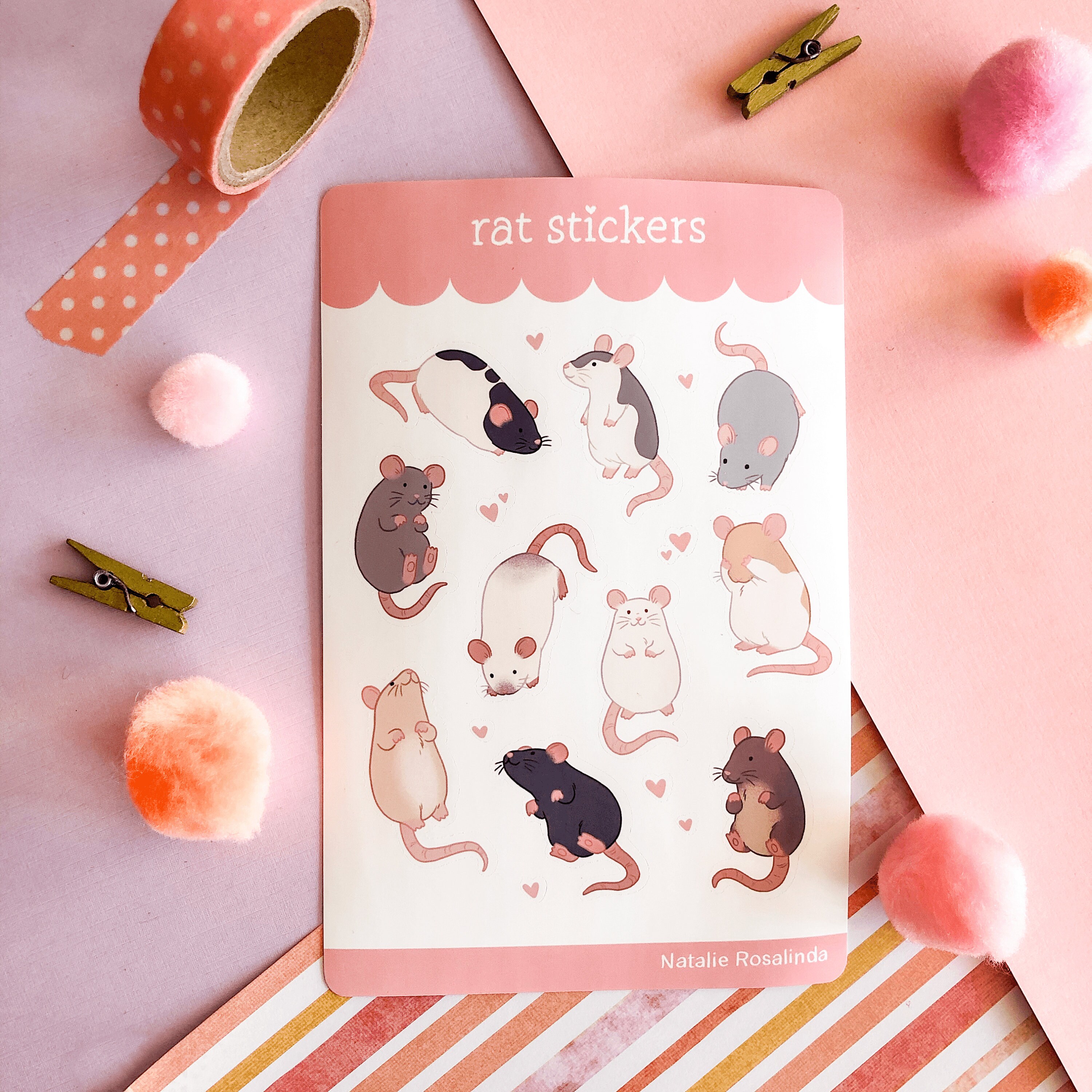 Cute Rat Stickers Rat Vinyl Sticker Sheet | Etsy