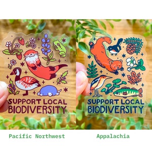 Support Local Biodiversity Clear Vinyl Stickers | Appalchia, Midwest ...