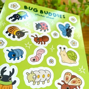 Bug Buddies Sticker Sheet | Cute Insects Stickers | Beetle, Snail ...