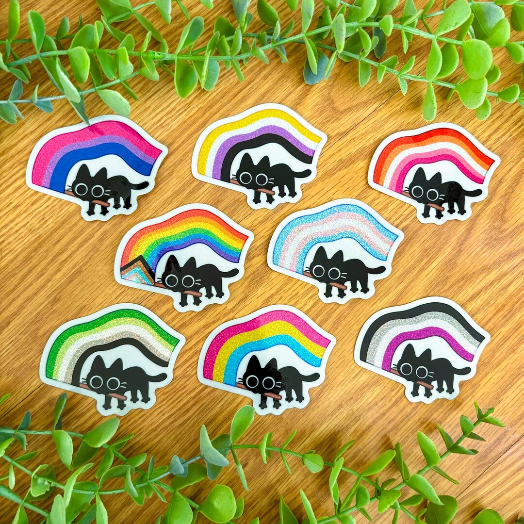 Pride Flag Black Cat Sticker | Gay Pride, Trans Pride, Bi Pride ...