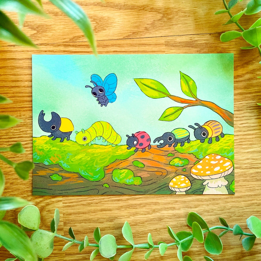 Bugs on a Log 5x7" Print | Bug Buddies Art Print | Bugs, Insects ...