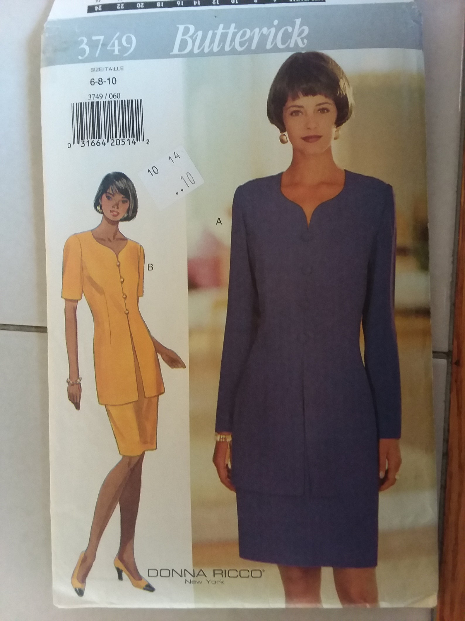 Butterick Dress Pattern 3749 Size 6 10 Bust Etsy