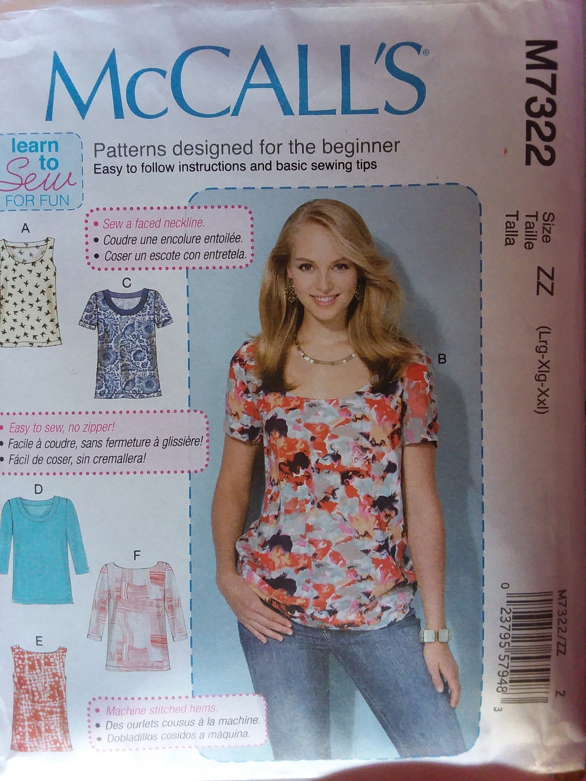 Mccall's Top Pattern 7322 Size : 16-26 Bust - Etsy