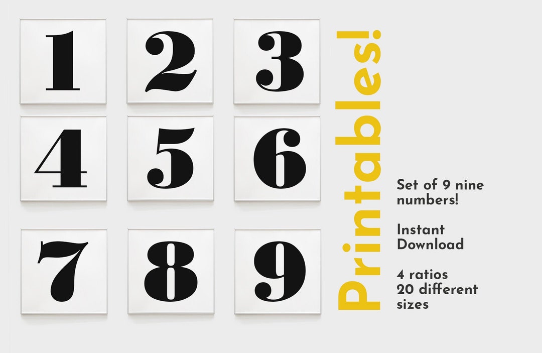 Numbers 1-9 Print Set: Square Gallery Wall Art (digital Download) - Etsy